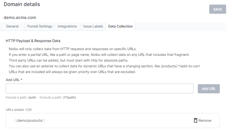 Settings Screenshots – Noibu - Knowledge Base