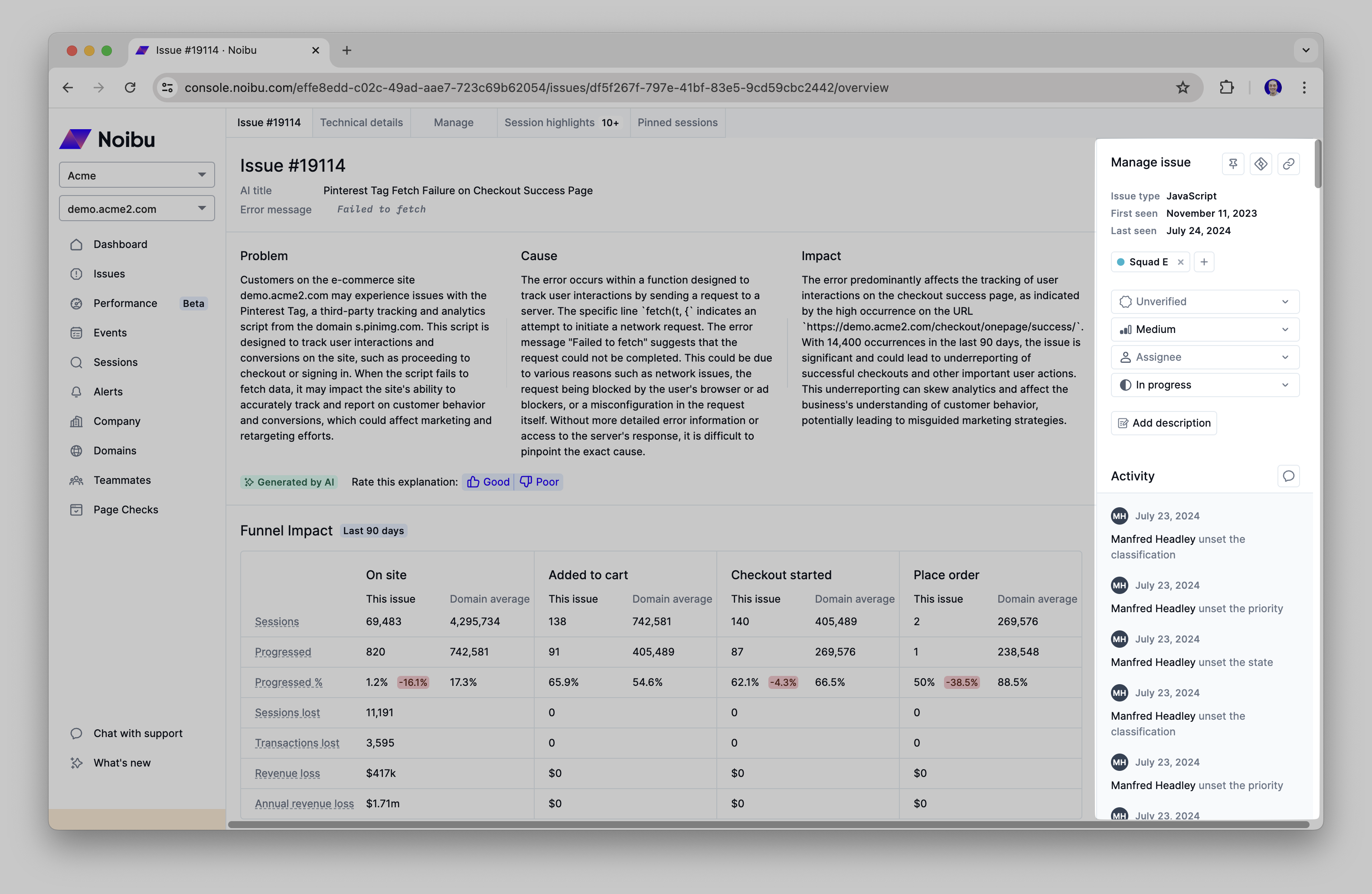 Prioritizing Issues for Action – Noibu - Knowledge Base